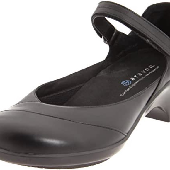 Aravon | Shoes | New Aravon Wsm6bk Maya Mary Jane Black Leather Sz 0b ...